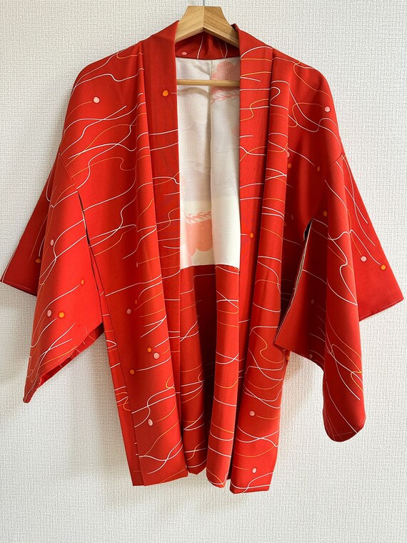 Vintage Japanese Orange Silk, KIMONO Haori Jacket - Gem