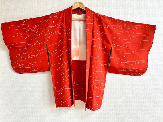 Vintage Japanese Orange Silk, KIMONO Haori Jacket - Gem