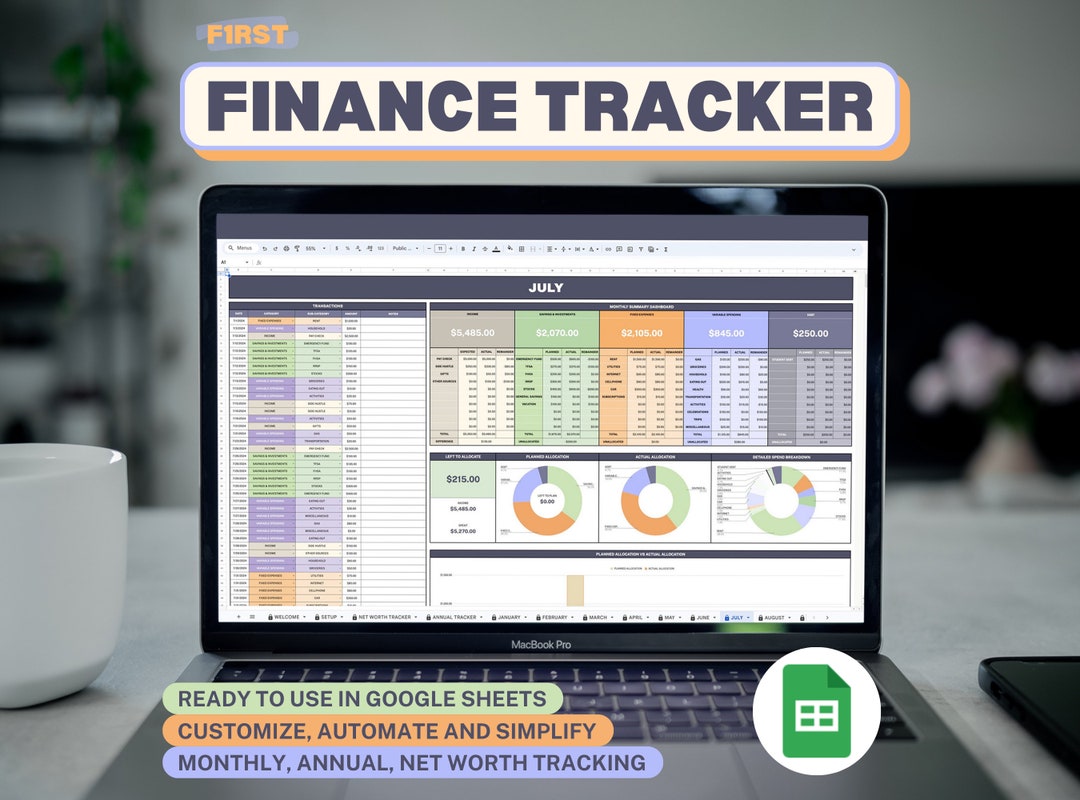 Budget Spreadsheet Template | Google Sheets Personal Finance Tracker ...
