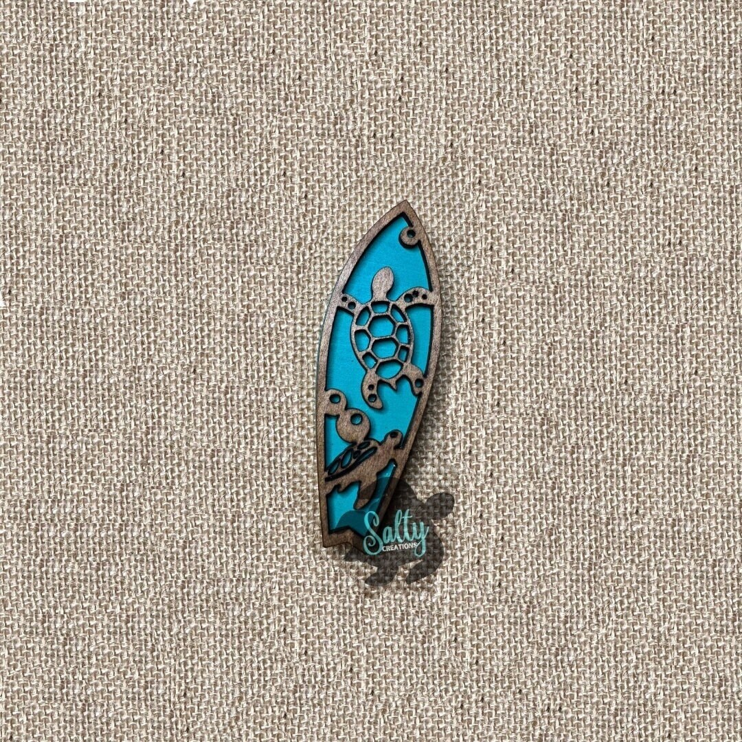 Sea Turtle / Surf Board / Magnets / Magnet / Wooden Magnets ...