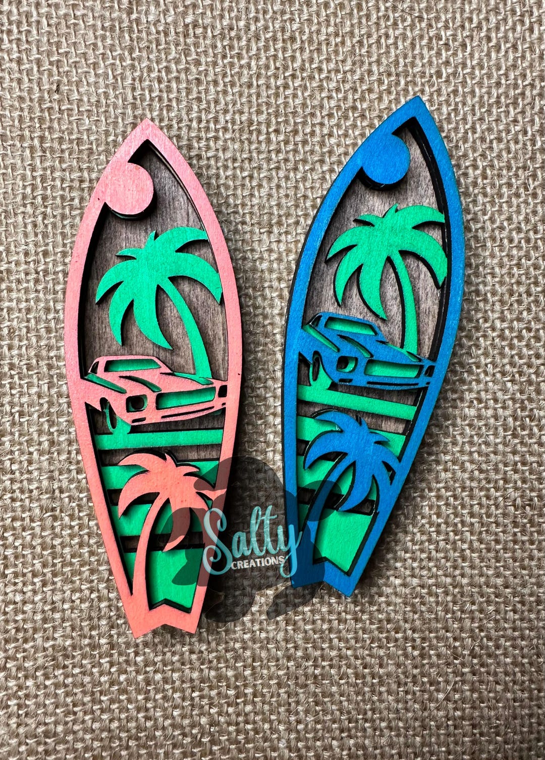 Retro / Tropical / Surfboard / Magnets / Magnet / Wooden Magnets ...