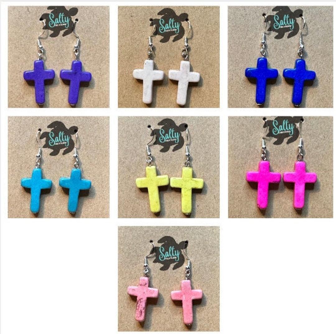 Variety of Color Crosses / Cross / Crosses / Cross Earrings / Magnesite ...