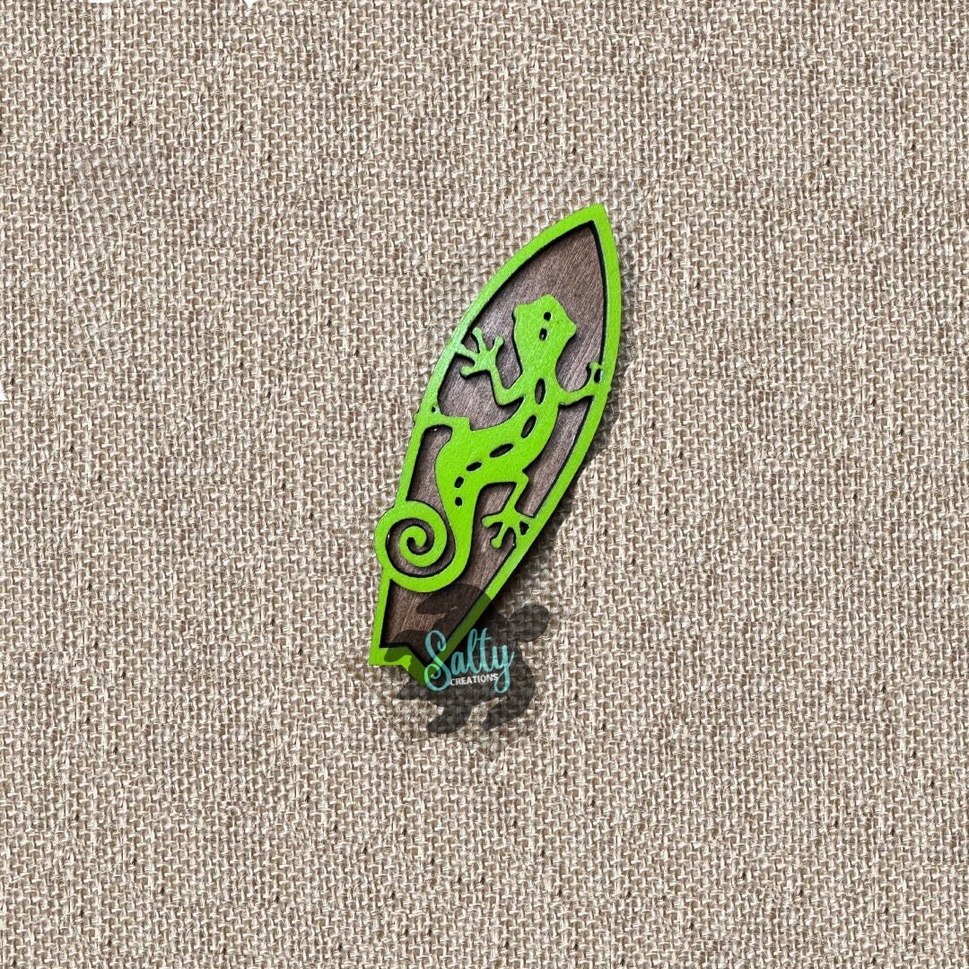Gecko / Lizard / Surf Board / Magnets / Magnet / Wooden Magnets ...