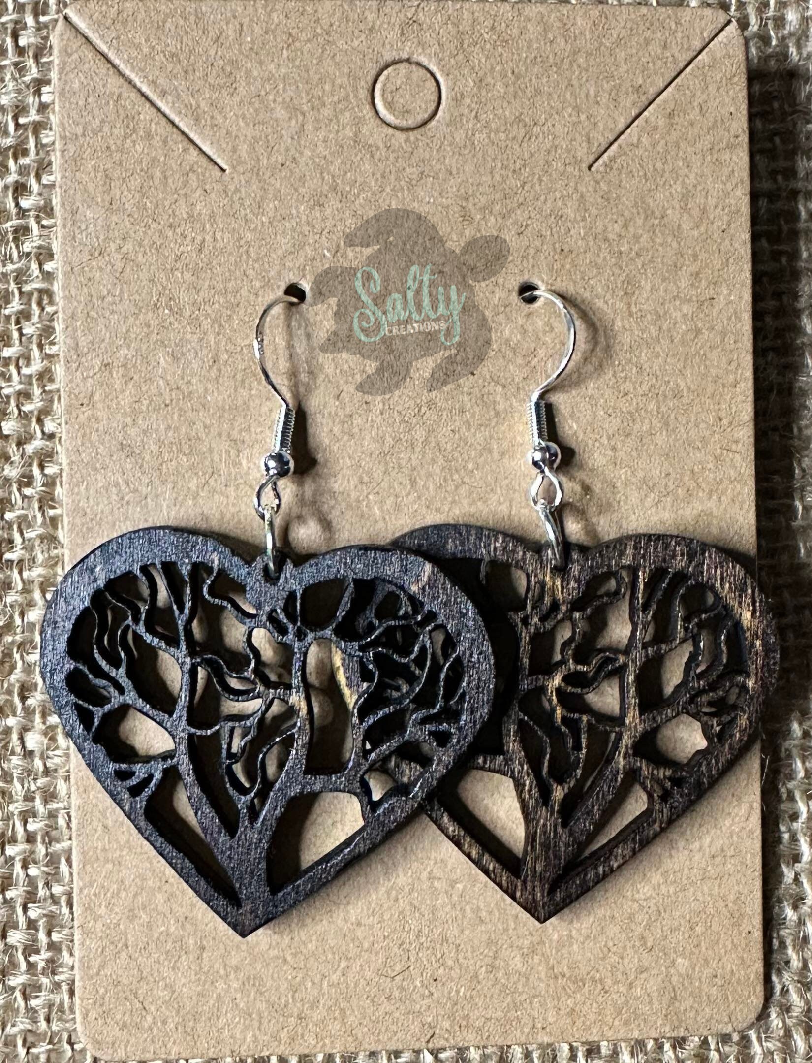 Heart Tree of Life / Tree of Life / Heart / Earrings / Wood / Hand-made ...