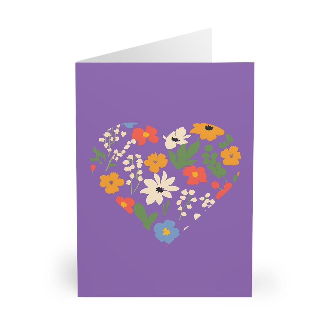 Greeting Cards 5 Pack Floral Heart Design, Artistic Stationery Set ...