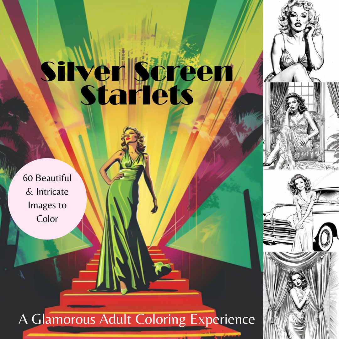 Silver Screen Starlets: A Glamorous Adult Coloring Experience - Etsy