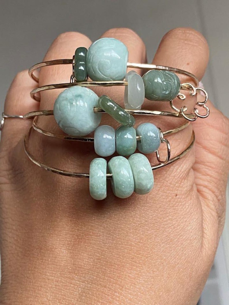 Triple Medium Jade Donut Bangle (adult) - Etsy