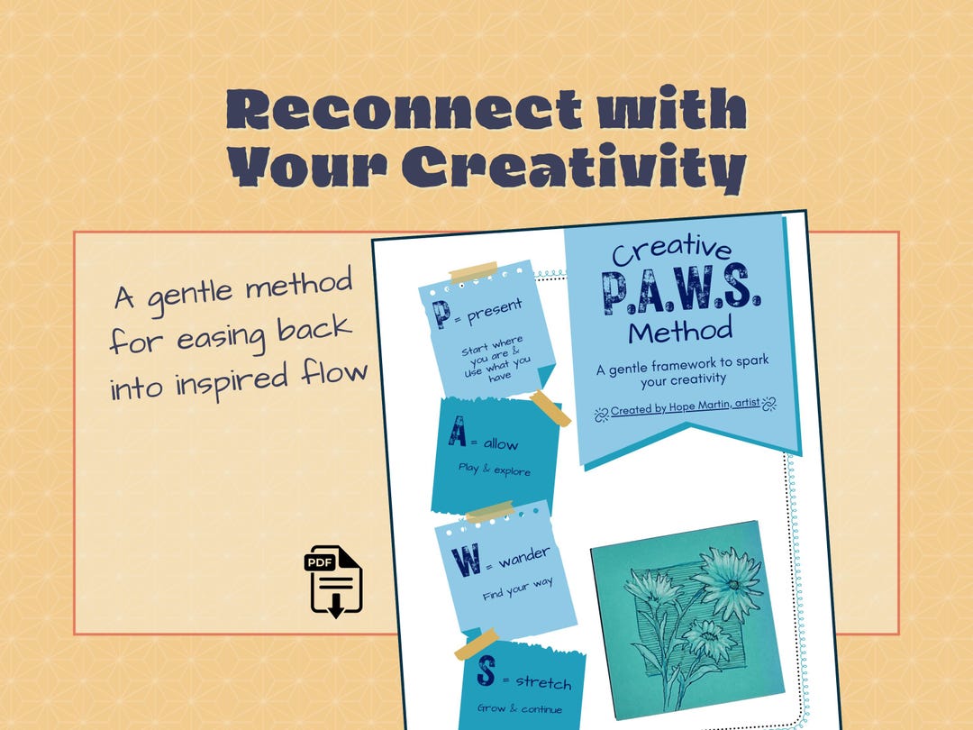 Creative PAWS Method Mini Workbook | Mindful Art & Creativity Worksheet ...