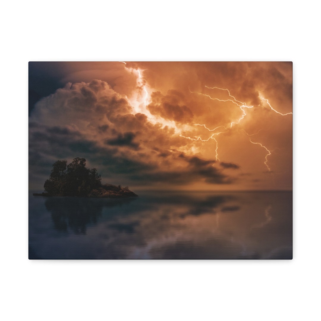 Custom Painting Lightning Storm Over Island Available in 6 Sizes - Etsy