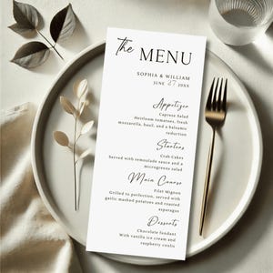 Modern Wedding Menu Template | Elegant Reception Dinner Menu Card ...