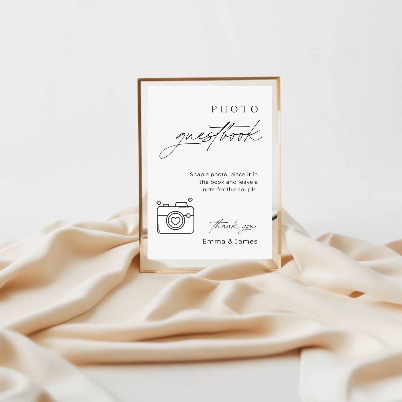 Photo Guestbook Sign Template, Minimalist Polaroid Wedding Sign ...