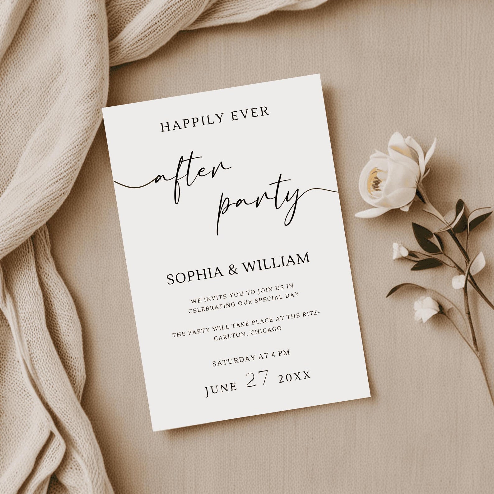 Simple Save the Date & Reception Invitation, We Got Married ...