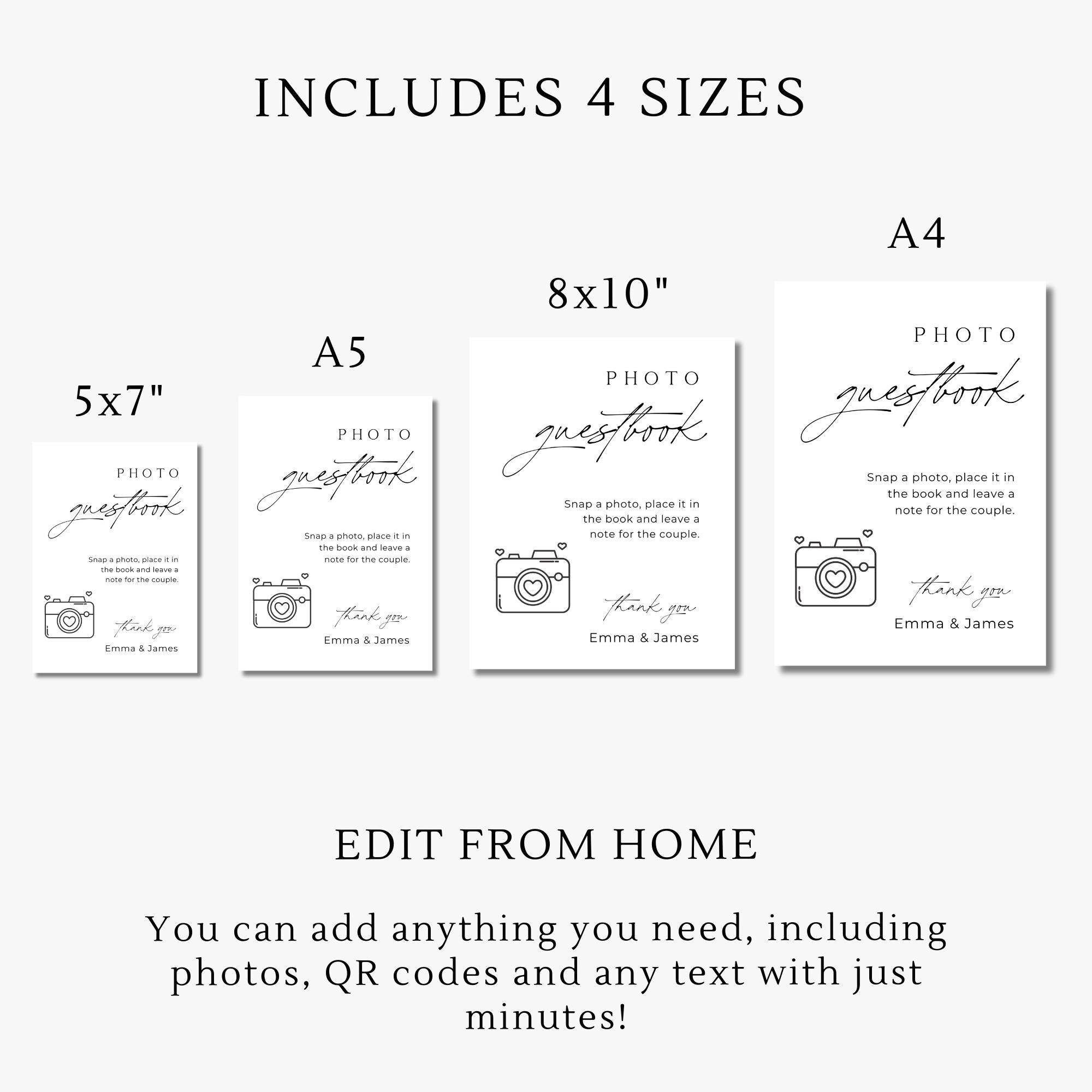 Photo Guestbook Sign Template, Minimalist Polaroid Wedding Sign ...