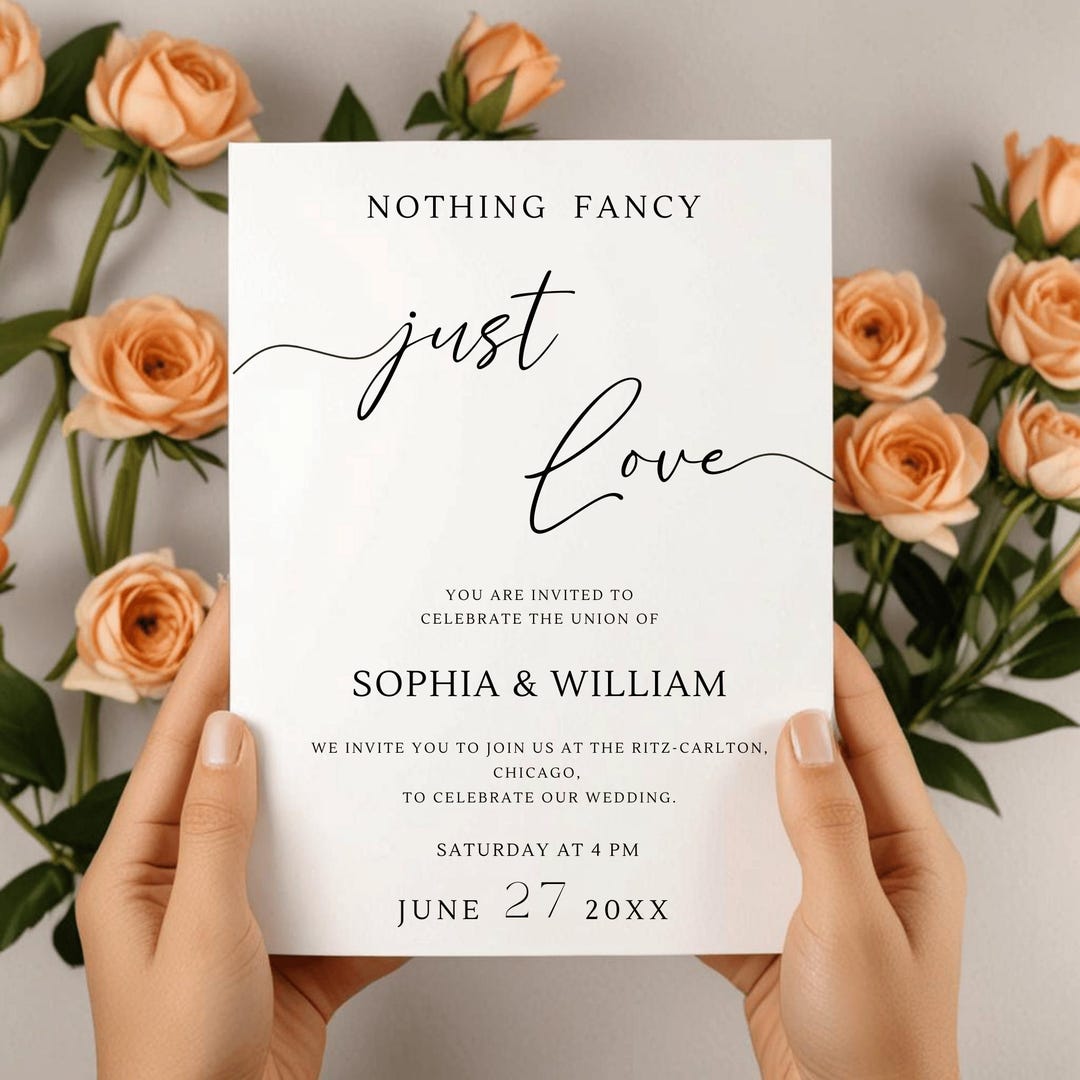 Minimalist Wedding Invitation, Nothing Fancy Just Love Invite ...