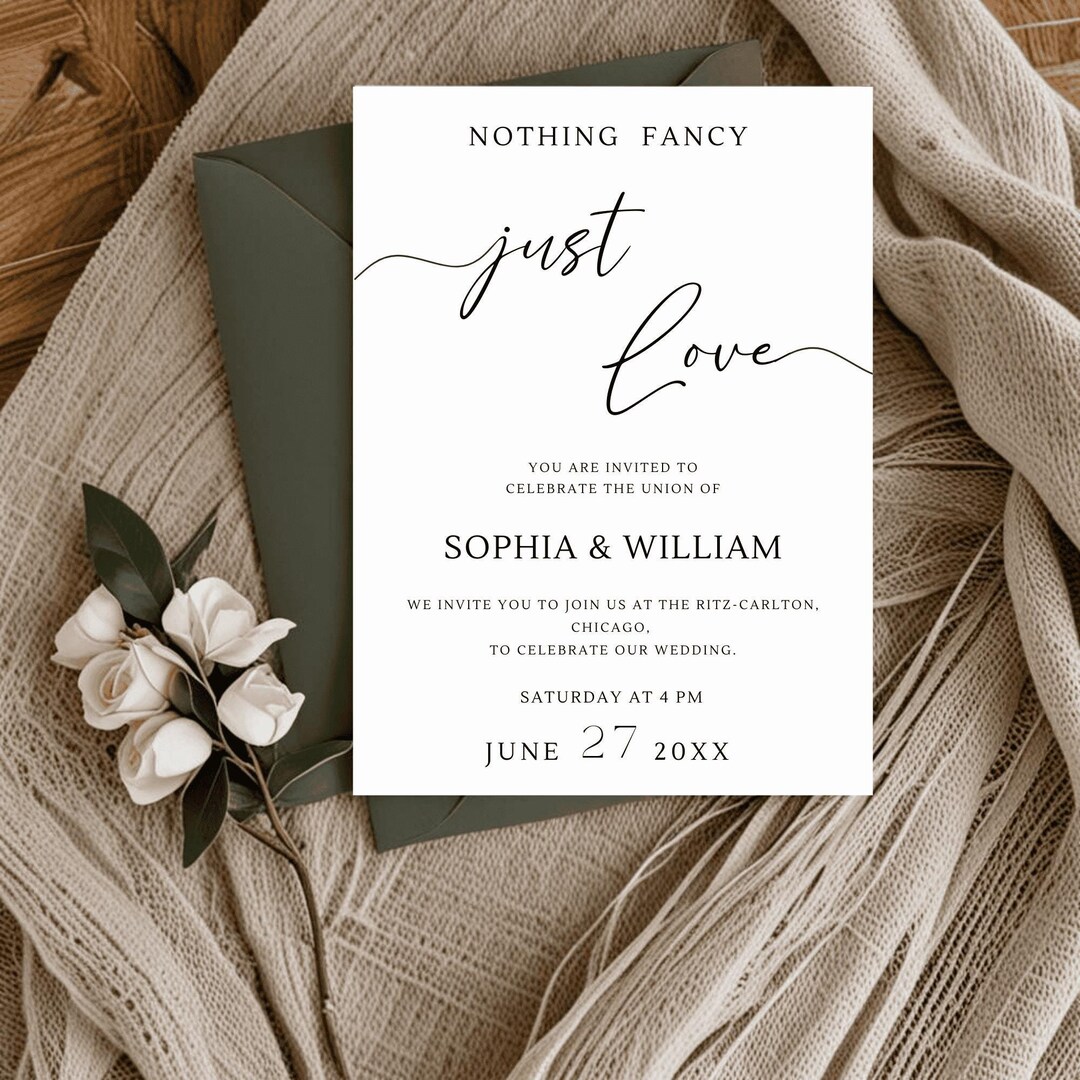 Editable Wedding Invite, Nothing Fancy Just Love Invitation, Easy ...