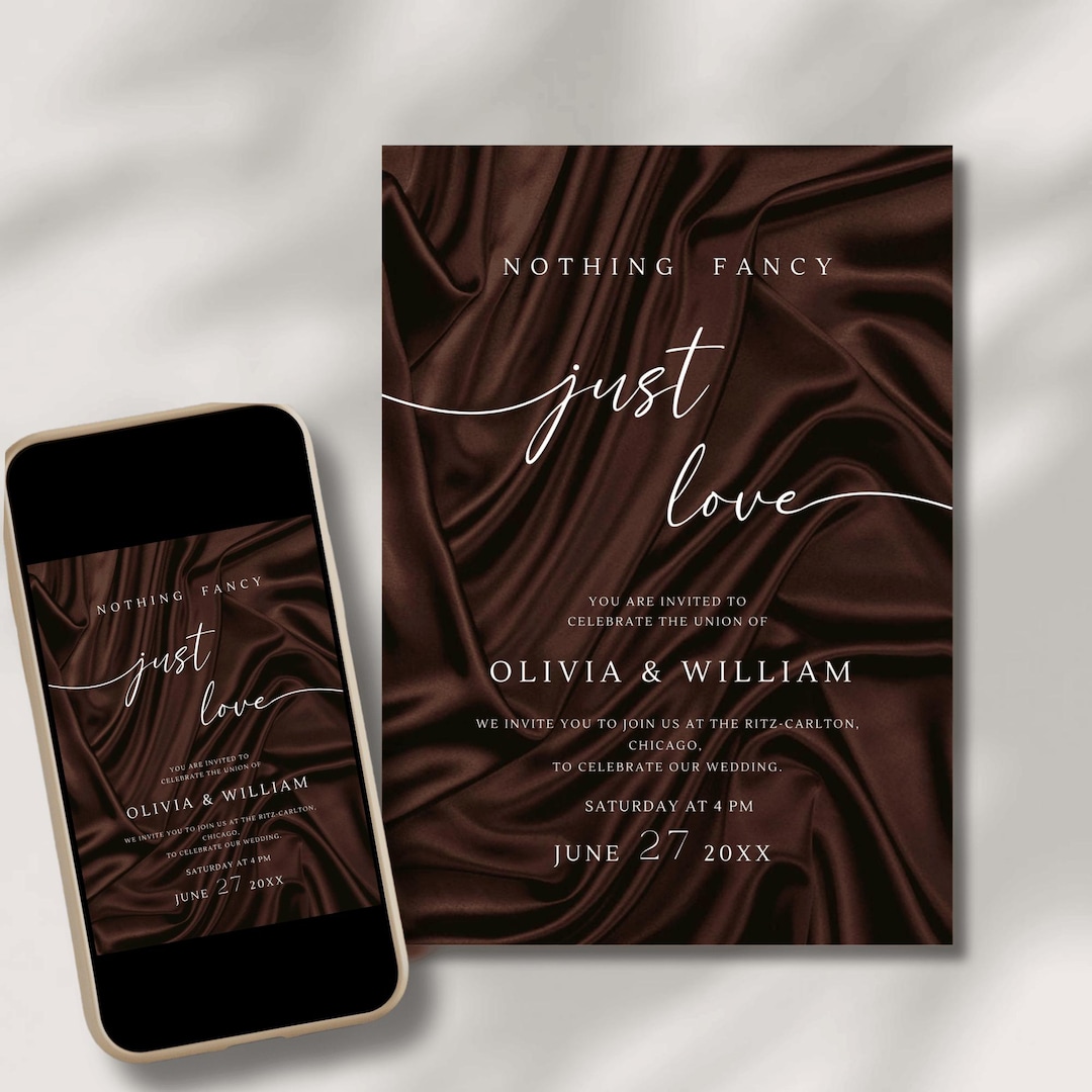 Brown Wedding Template, Nothing Fancy Just Love Digital Invitation ...
