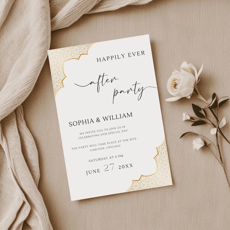 Modern Reception Party Invitation for Intimate Weddings, Happily Ever ...