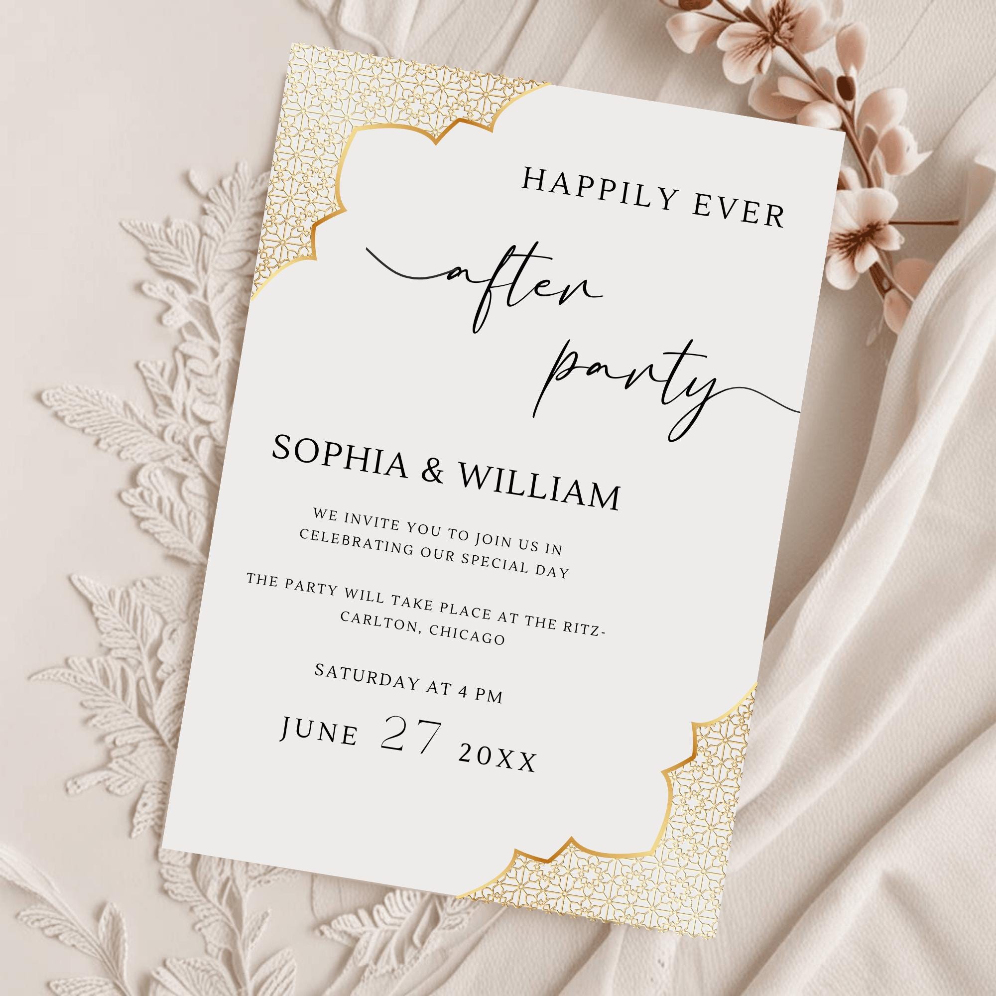 Modern Reception Party Invitation for Intimate Weddings, Happily Ever ...