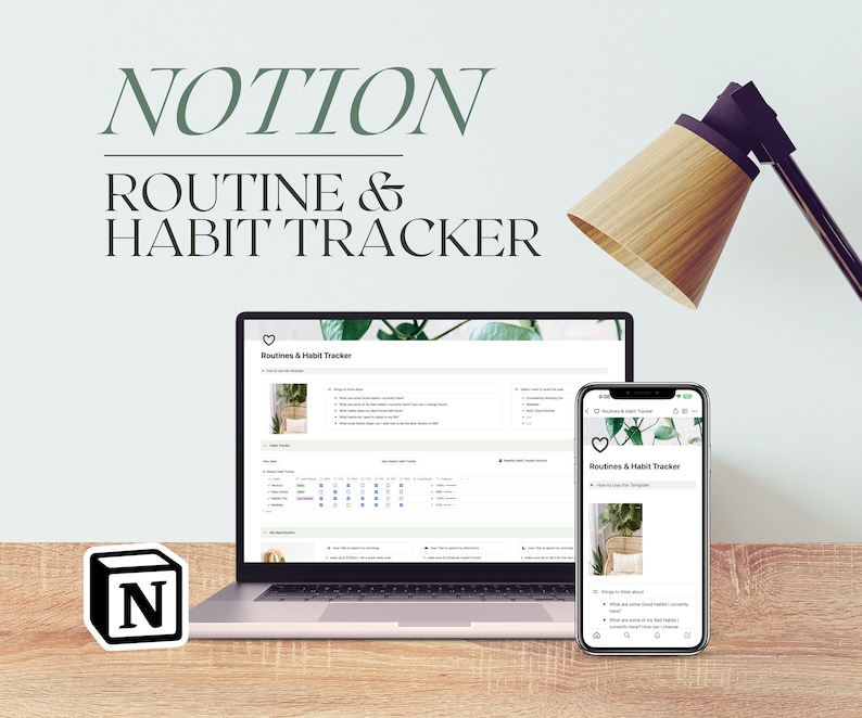 Notion Habit Tracker & Routine Builder / Digital Habit Tracker, Panel simple, Fácil de usar ...