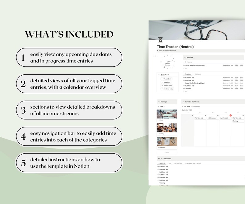 Notion Simple Time Tracker NEUTRAL | Digital Time Entry, Easy to Use + Customize, Multiple ...
