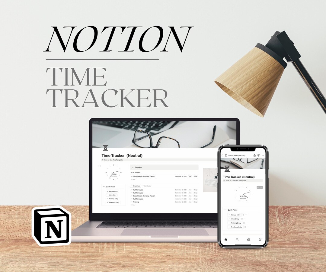 Notion Simple Time Tracker NEUTRAL | Digital Time Entry, Easy to Use + Customize, Multiple ...