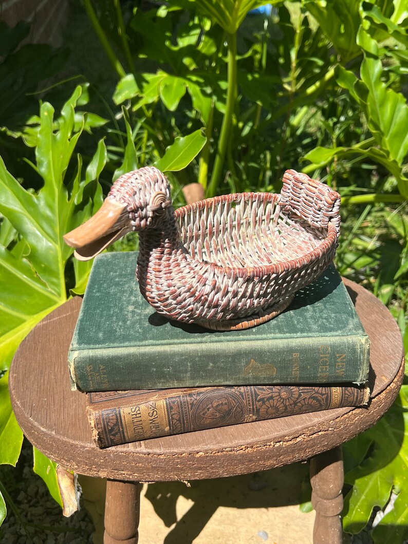 Small Vintage Woven Duck Basket | Kitchen Decor - Etsy