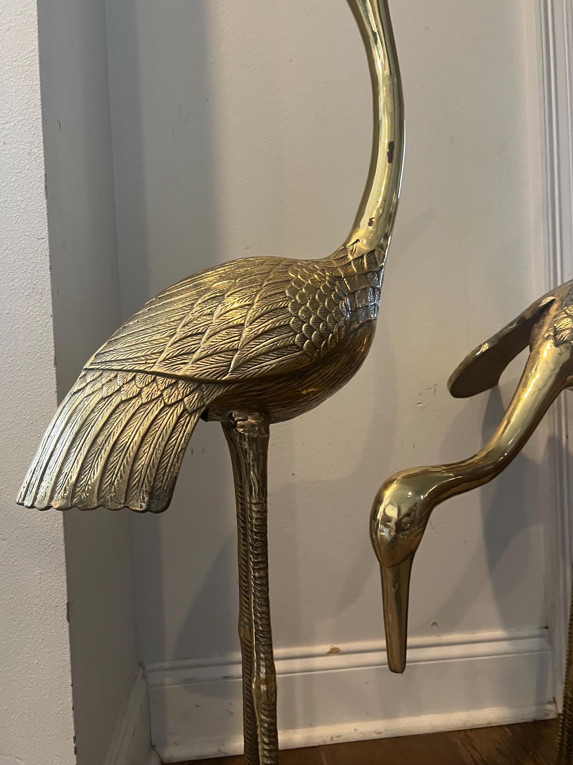Large Vintage Brass Crane Birds, Set of Two- 1970s - Mid Century Modern ...