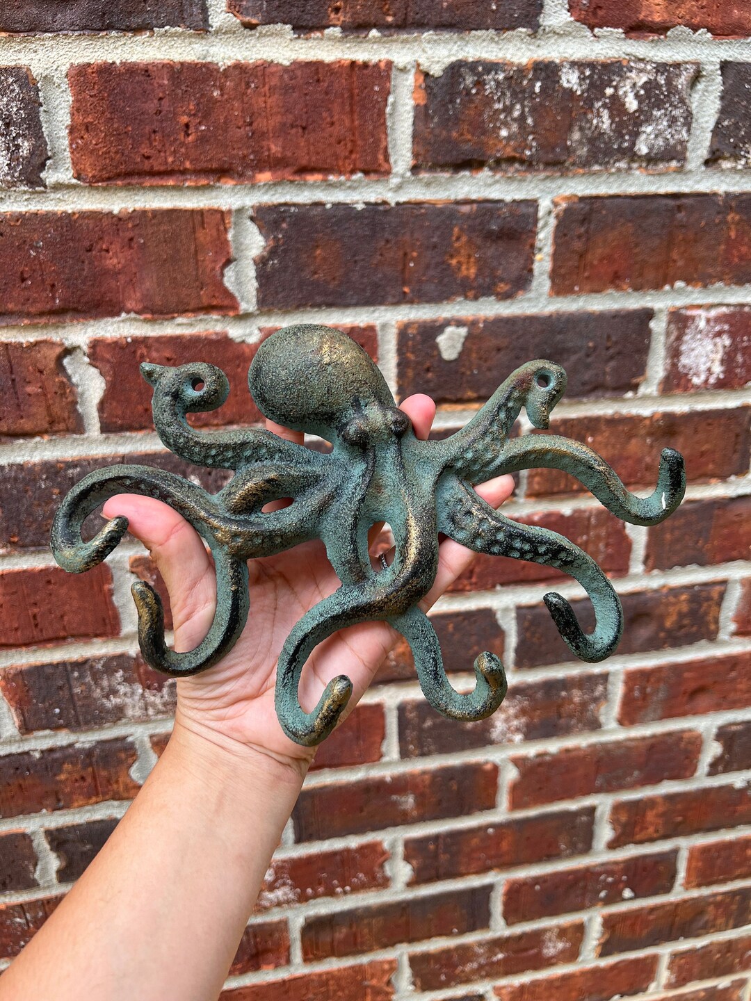 Large Octopus Cast Iron Wall Hanger Hook 11in - Etsy