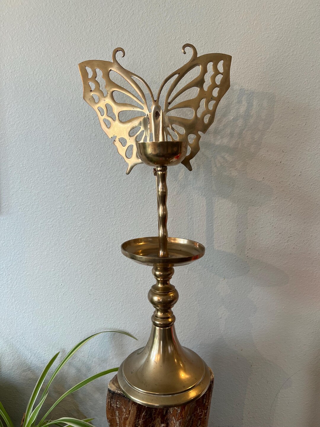 Large Vintage Brass Adjustable Butterfly Reflector Candleholder - Etsy