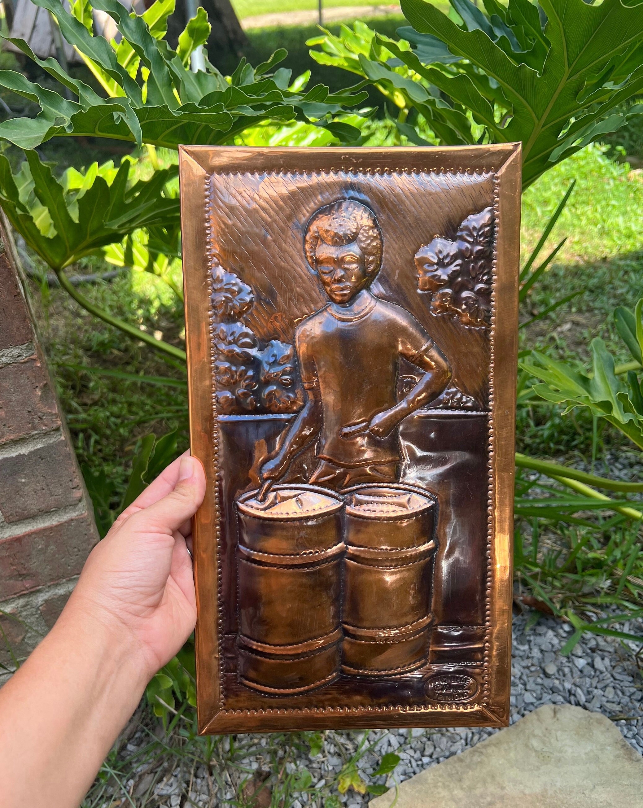 High Relief Copper Repousse Art Wall Plaque DRUMMER by R. Mungal ...