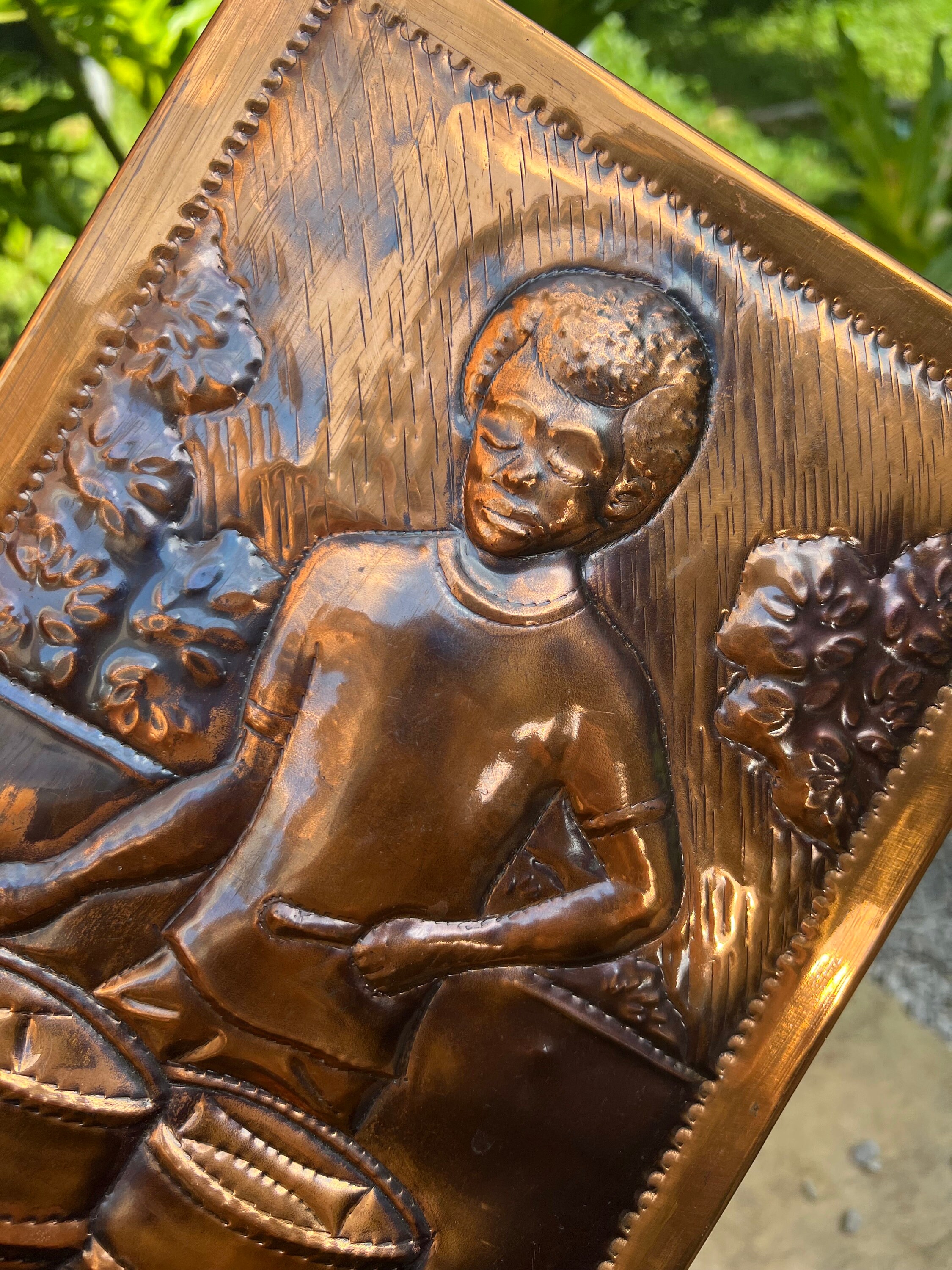 High Relief Copper Repousse Art Wall Plaque DRUMMER by R. Mungal ...