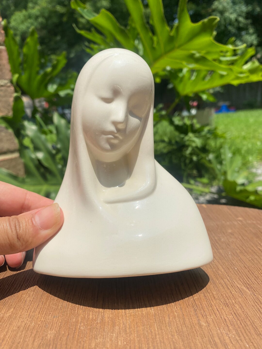 Vintage Mother Mary Pottery Bust Figurine | Signed - Etsy