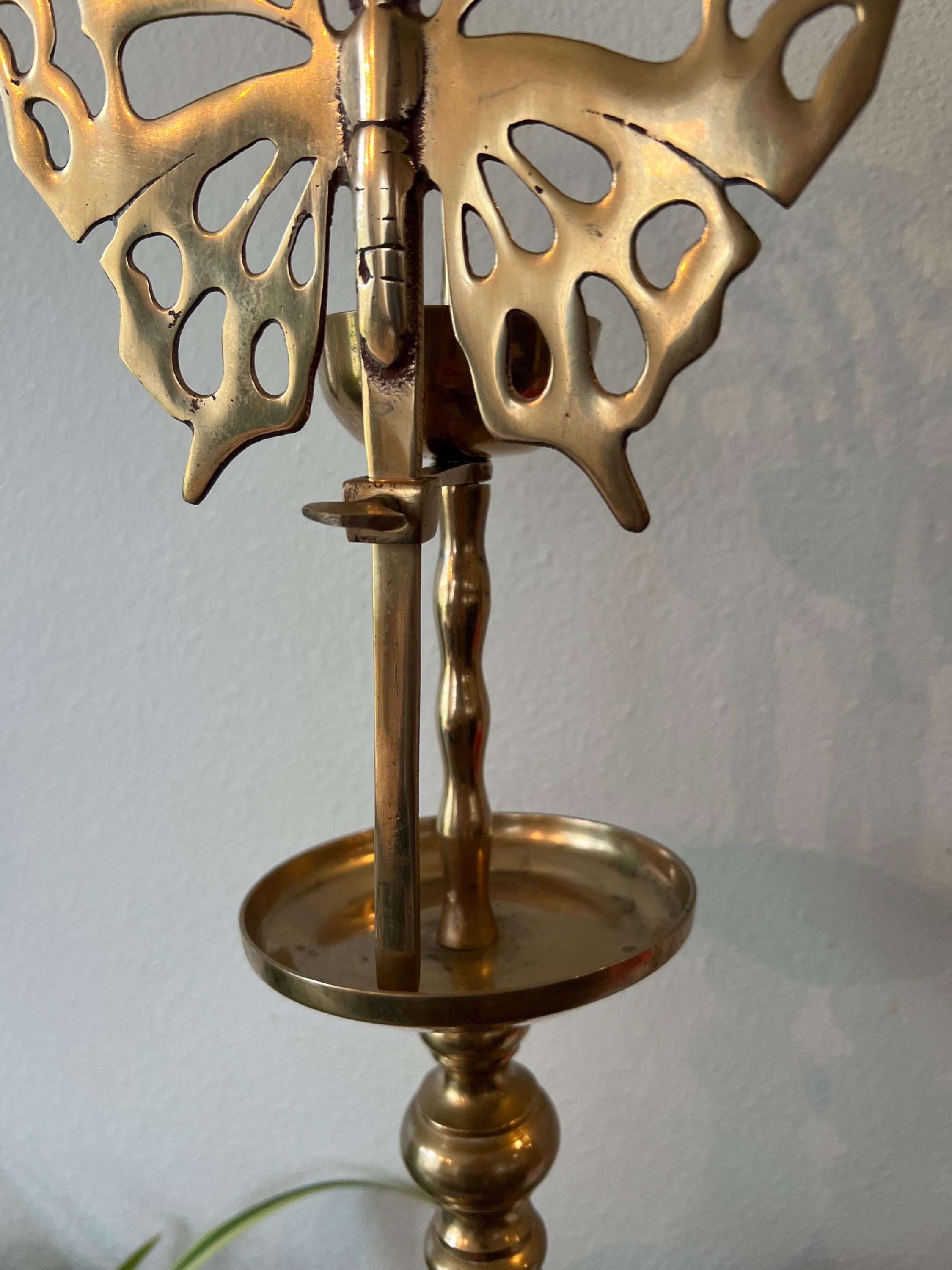 Large Vintage Brass Adjustable Butterfly Reflector Candleholder - Etsy