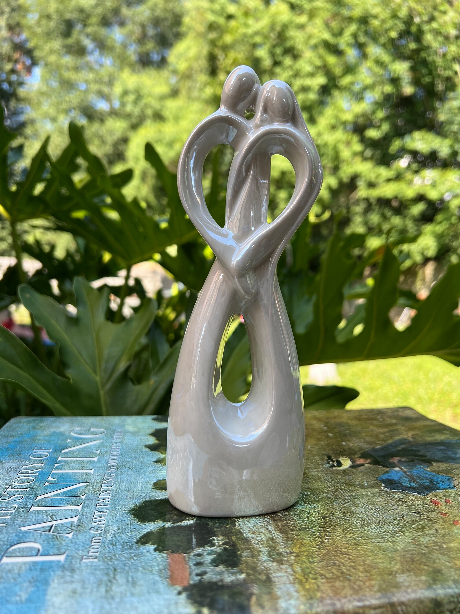 Vintage Intertwined Abstract Modern Figurine White Iridescent Couple in ...