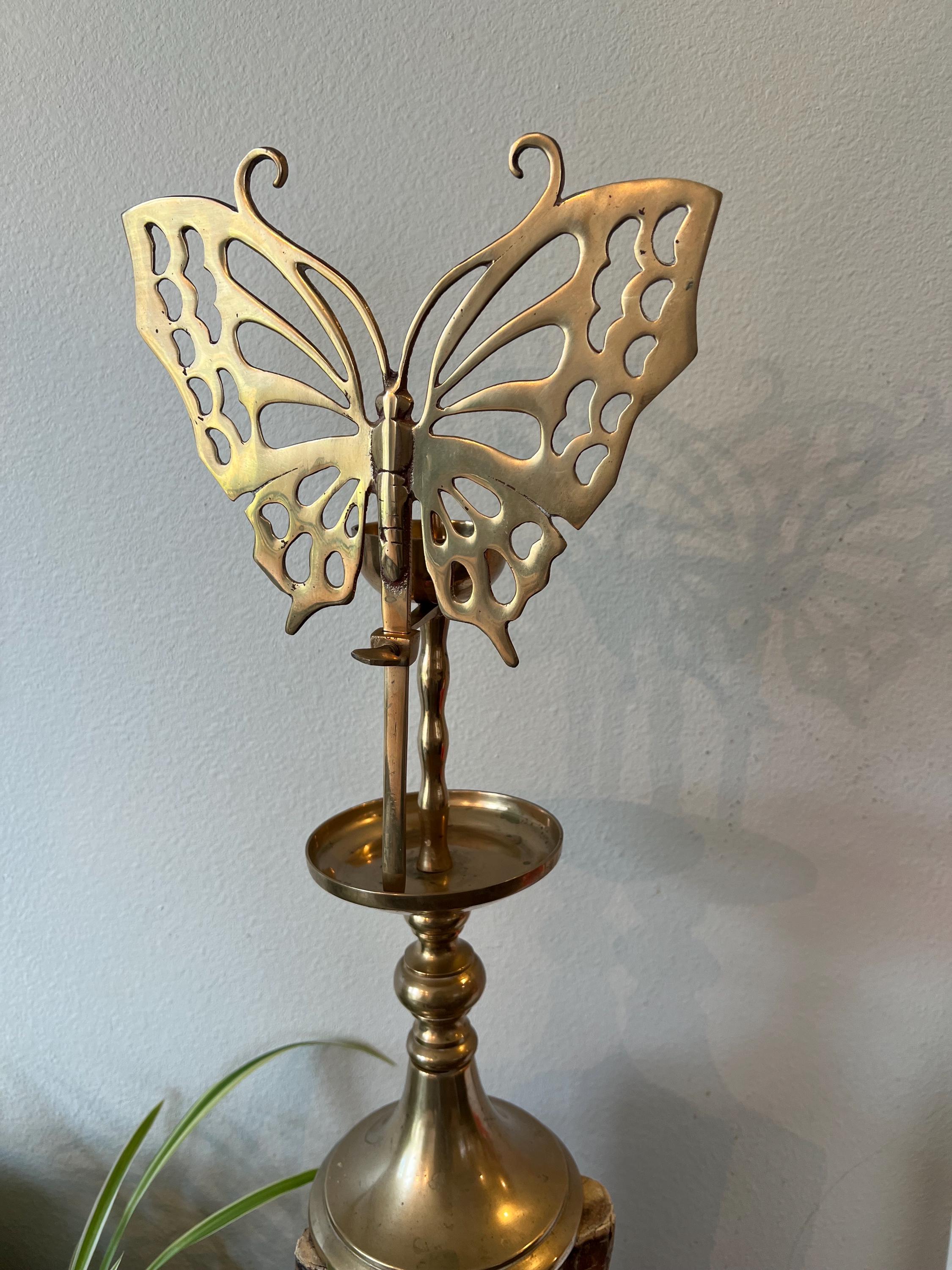 Large Vintage Brass Adjustable Butterfly Reflector Candleholder - Etsy