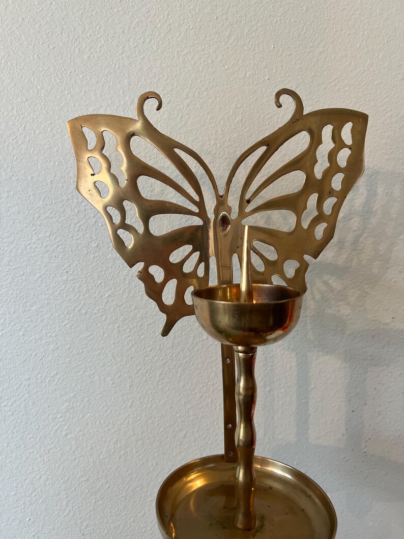 Large Vintage Brass Adjustable Butterfly Reflector Candleholder - Etsy