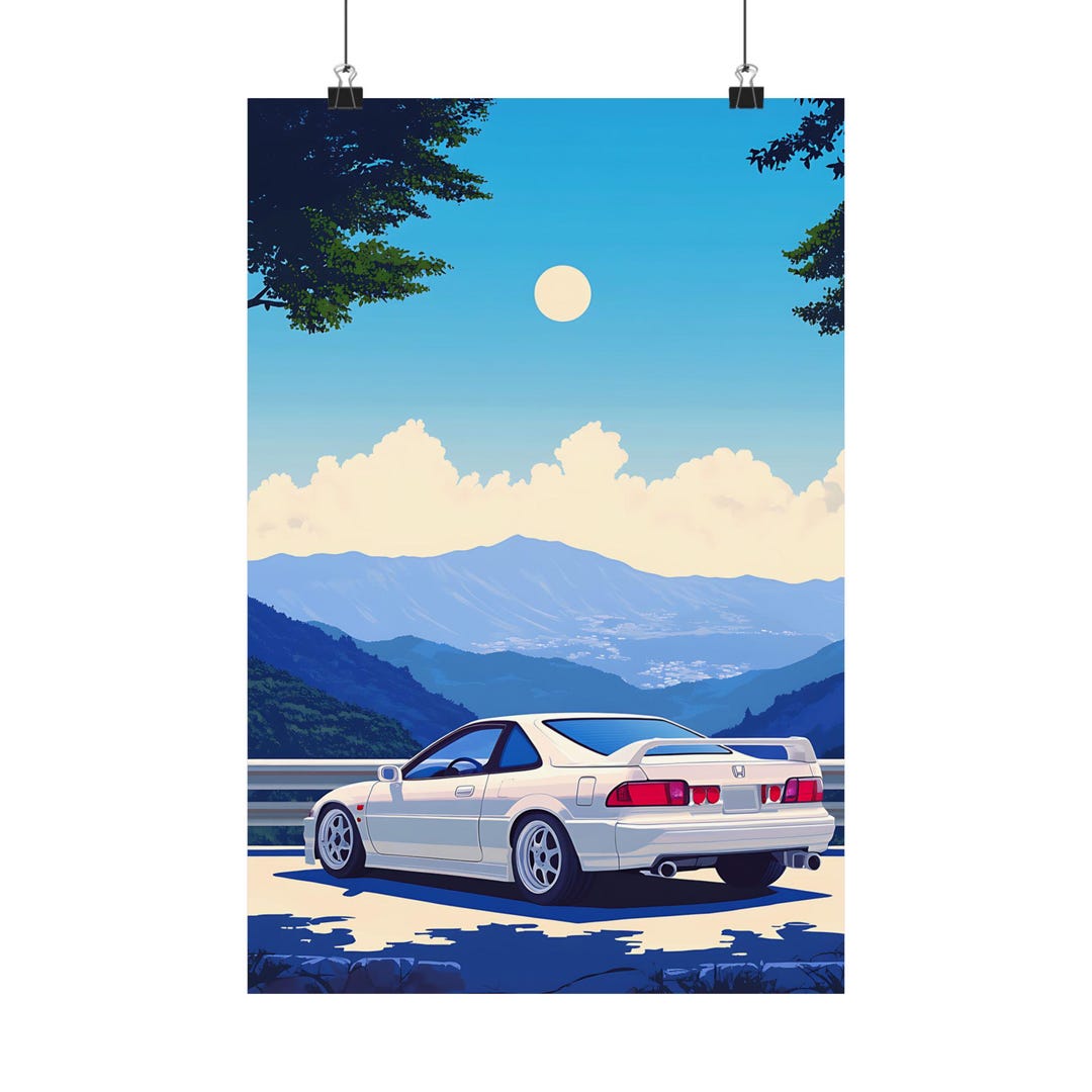 Honda Integra Type R DC2 Car Poster, Vintage Automobile Wall Art Print ...