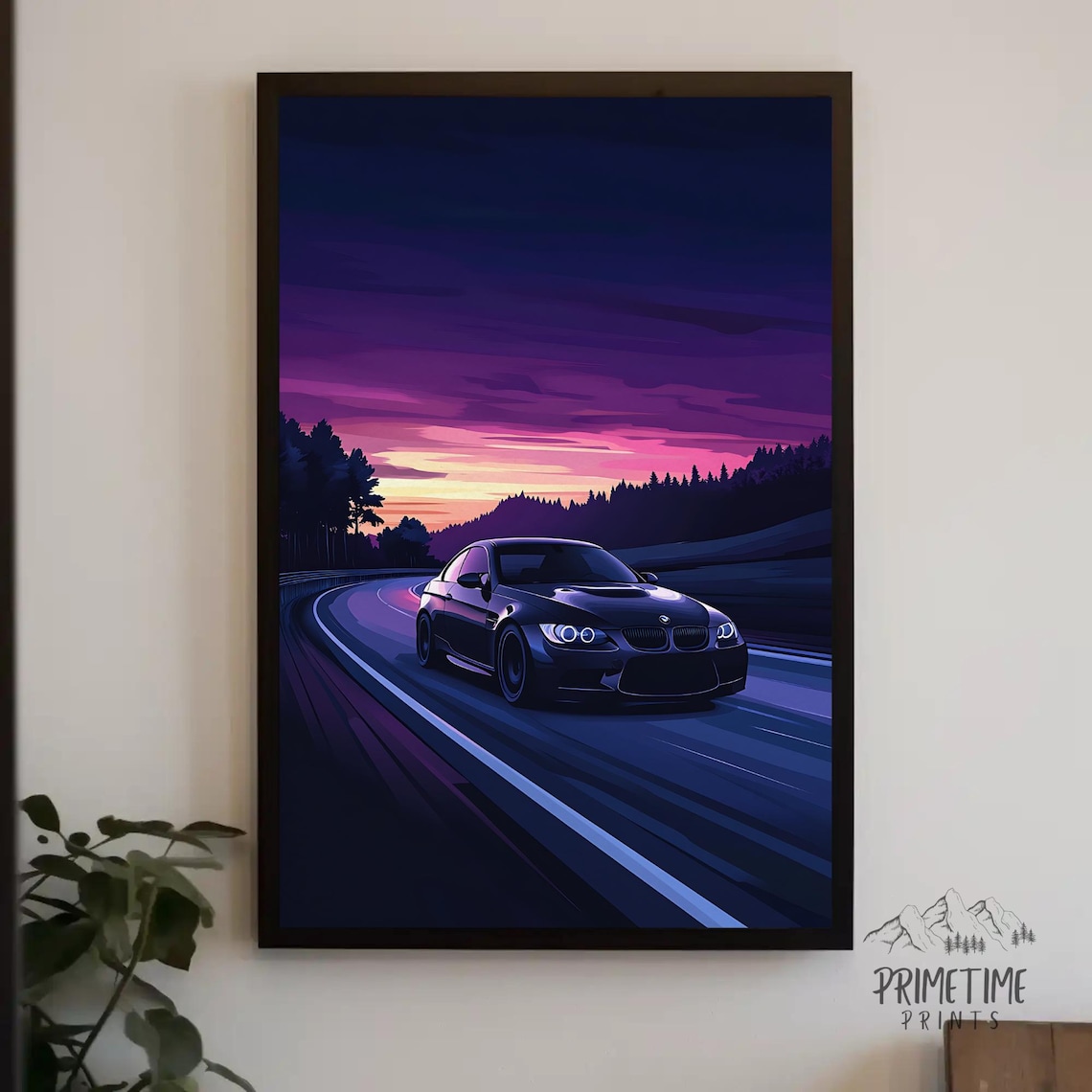 BMW E92 M3 Car Poster, Vintage Automobile Wall Art Print, Retro Garage ...