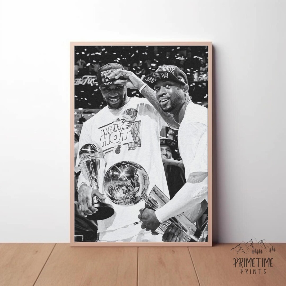 Lebron James lbj Dwyane Wade, Miami Heat Poster, Basketball Wall Art ...