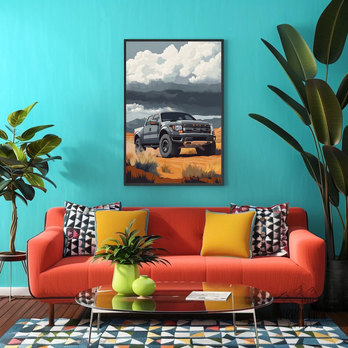 Ford F-150 Raptor Car Poster, Vintage Automobile Wall Art Print, Retro ...