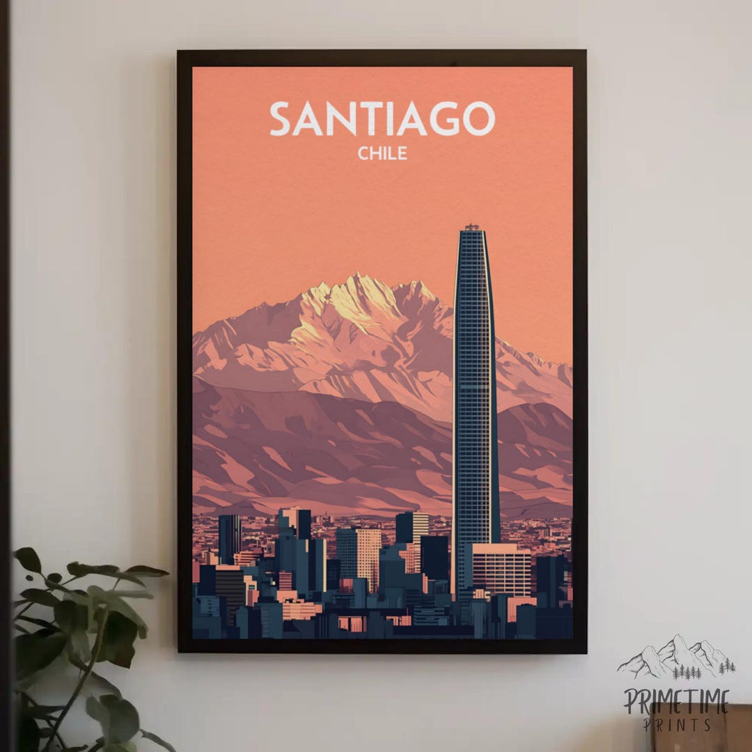 Santiago Chile Travel Poster, Wall Art Print, Giclee Canvas, Home and ...
