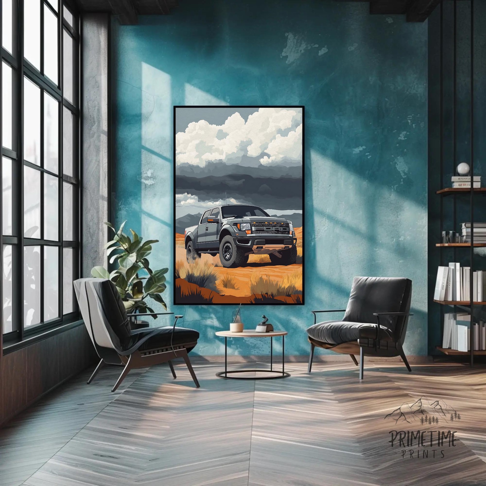 Ford F-150 Raptor Car Poster, Vintage Automobile Wall Art Print, Retro ...