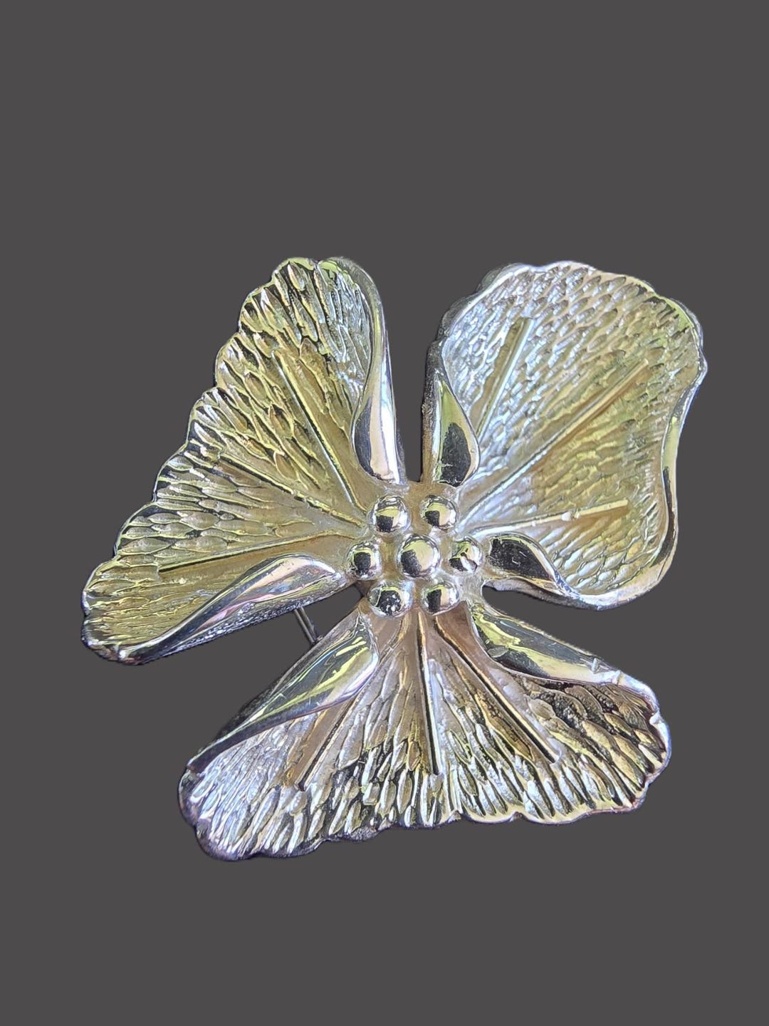 Vintage Giovanni Flower Brooch | 1960s Silver Tone Floral Pin ...