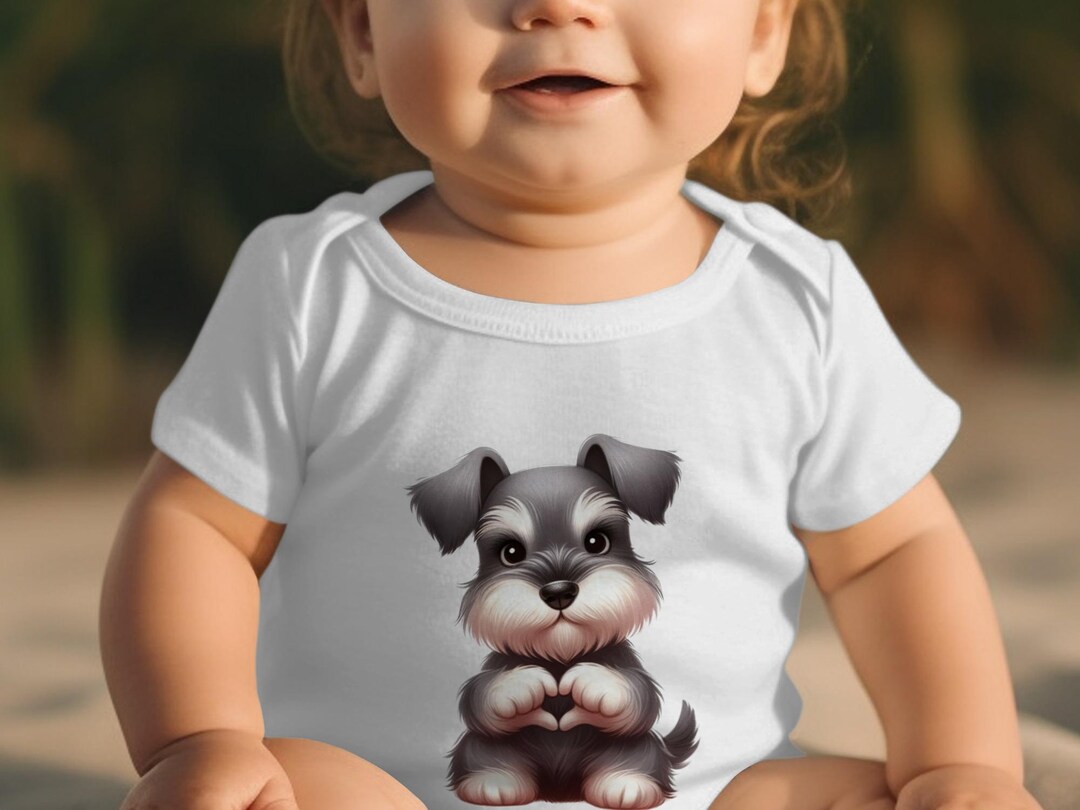 Cute Miniature Schnauzer Baby Bodysuit, Toddler Long Sleeve Dog Shirt ...