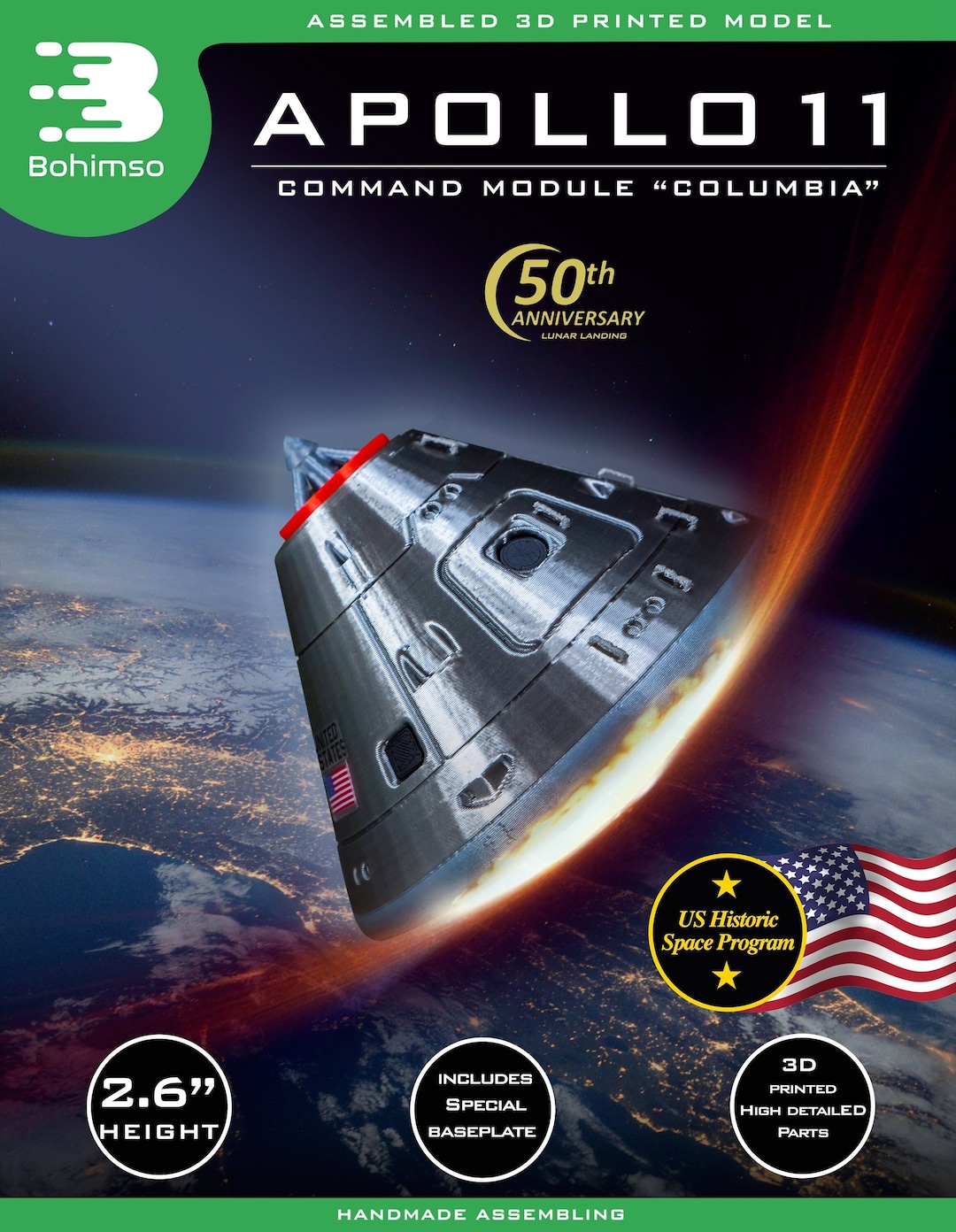 Apollo 11 Capsule (command Module Columbia) | Plastic Model | Rocket ...