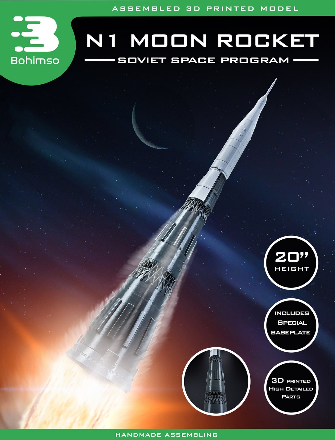 Soviet N1 Moon Rocket | Plastic Model | Soviet Space Program ...