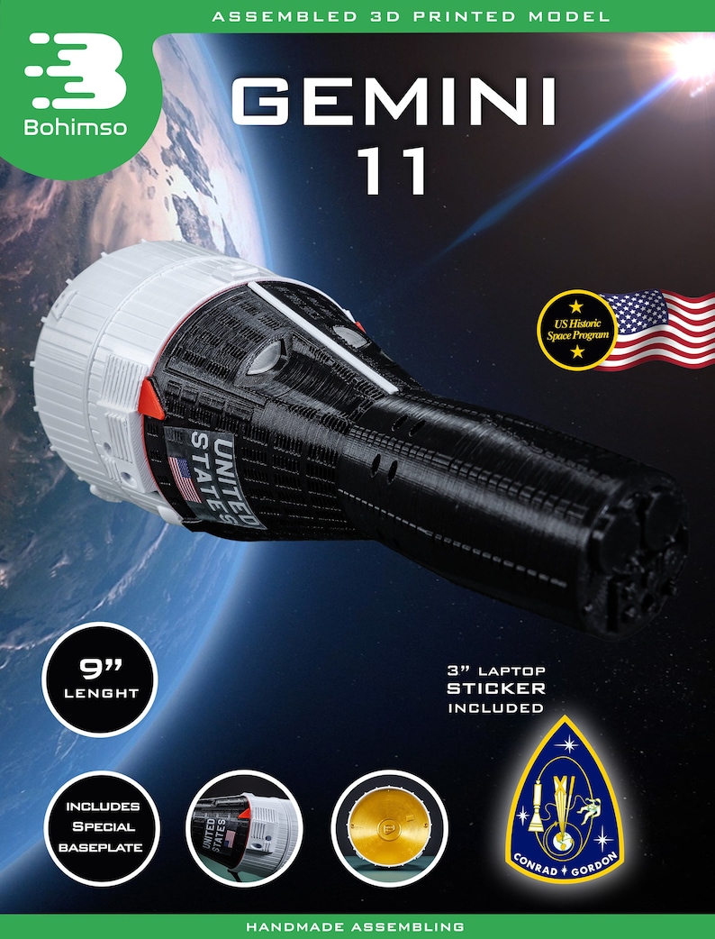 Gemini XI Mission 1/24 Scale Spaceships Plastic Model Rocket Spacecraft ...