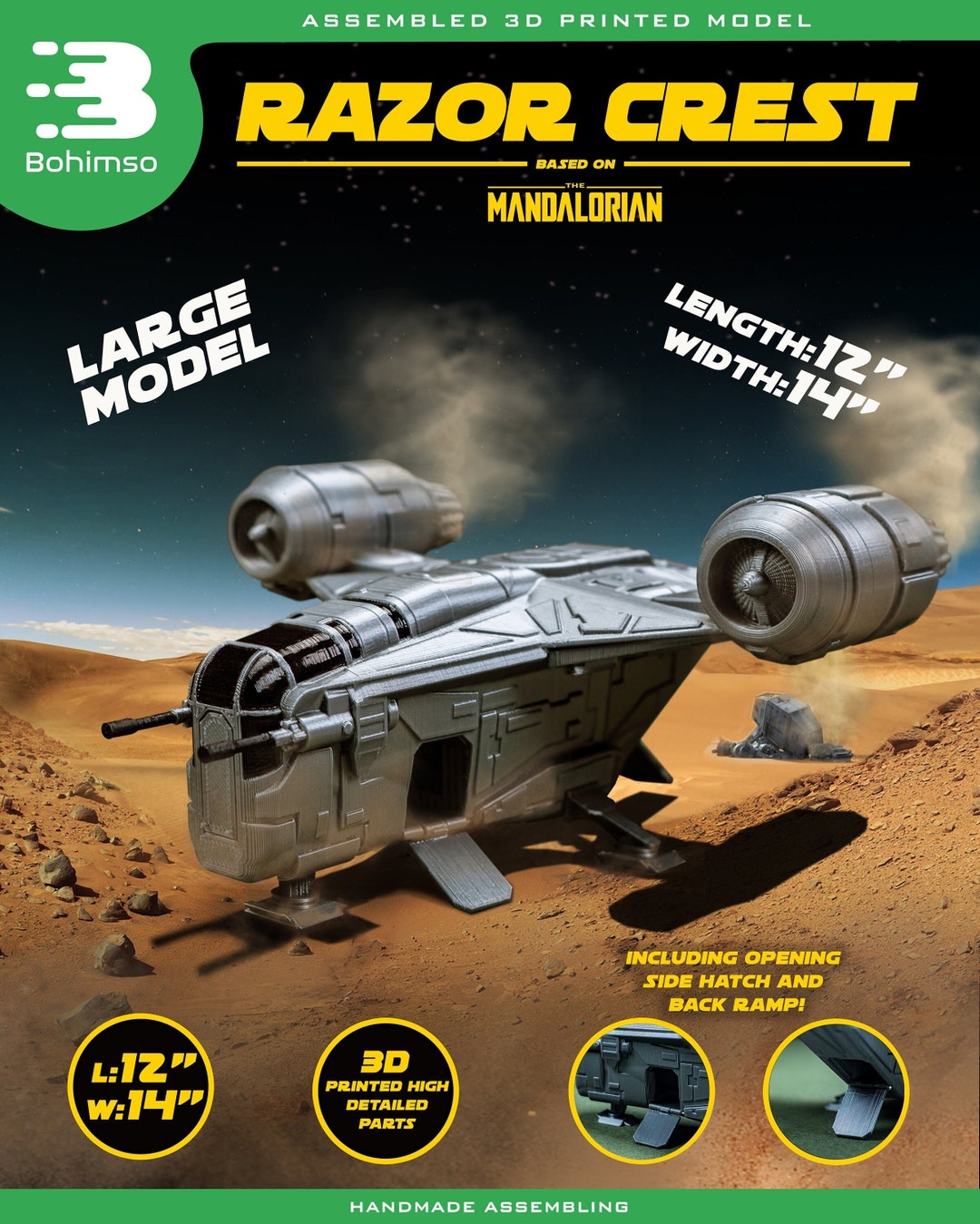 Razor Crest Spaceship With Moving Parts | Plastic Model | Mandalorian ...