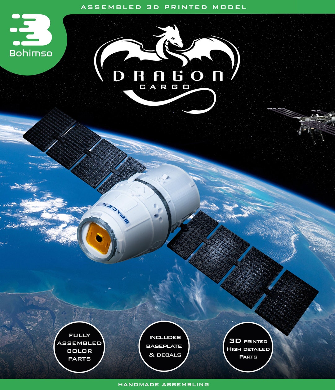 Dragon Cargo | Plastic Model | Capsule | Spacex | Spacecraft | 3d ...