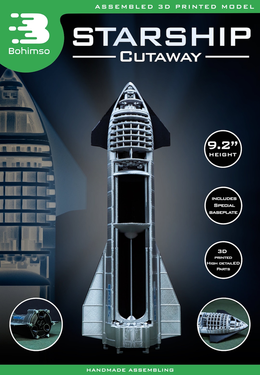 Starship Cutaway | Spaceship | Plastic Model | Rocket | Spacex ...